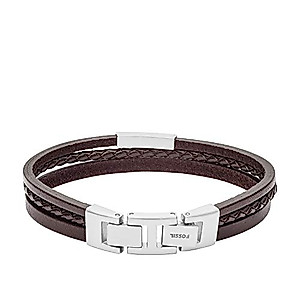 Fossil Men's Leather Bracelet, Color: Brown (Model: JF03323040)