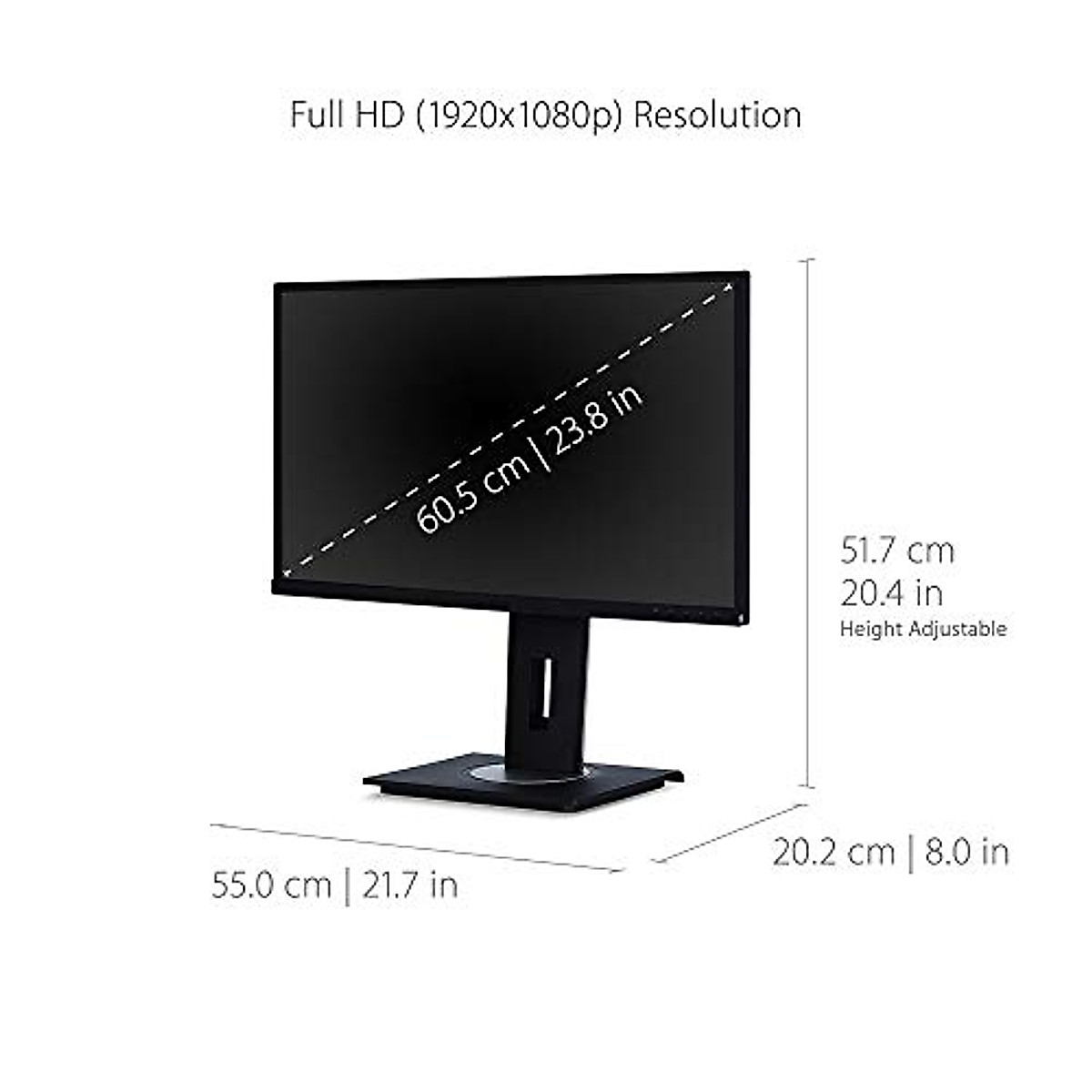 ViewSonic VG2448 24 Inch IPS 1080p Ergonomic Monitor with HDMI DisplayPort USB and 40 Degree Tilt for Home and Office, Black (Renewed)