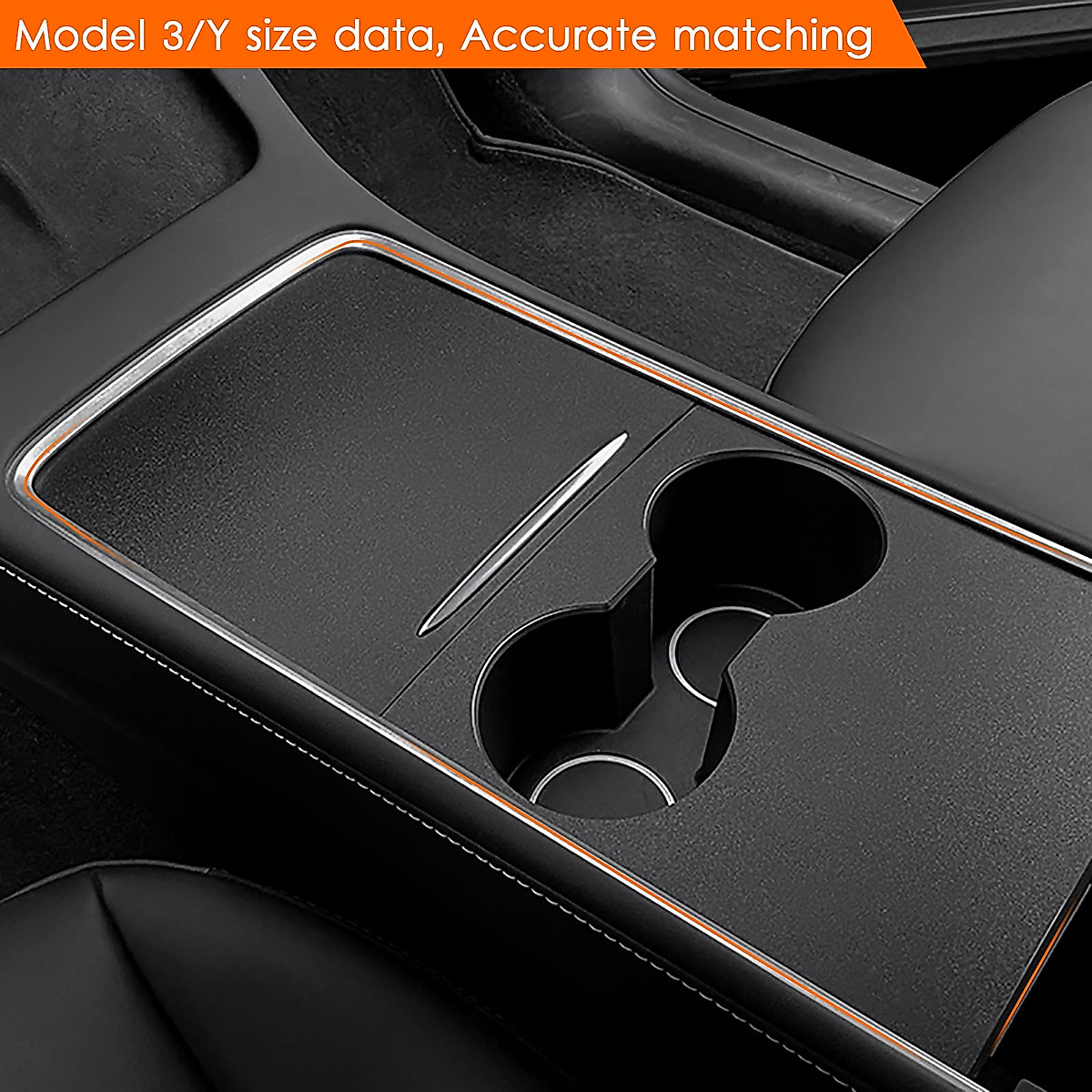 Farmogo Center Console Wrap Kit Matte Black Console Cover Interior Decoration Wrap Kit Compatible with Tesla 2021-2024 Model Y & 2021-2023 Model 3 Accessories (Black)