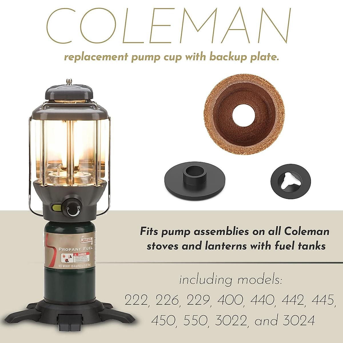3000005094 For Coleman Lantern Stove Pump Cup Replacement Kit with Leather Pump Cap,Metal Nut and Plastic Cap for Air Seal (Compatible with Coleman Multiple Models)-2 Pack