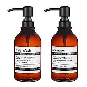 2 Set Foaming Hand Soap Dispenser Bathroom, Stainless Steel Foam Dispenser (Matte Black Pump + Amber Bottle)