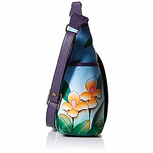 Anna by Anuschka Women’s Leather-Large Shoulder Hobo, Midnight Peacock