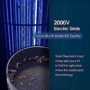 3 in 1 Bug Zapper & Insect Killer, Indoor/Outdoor Mosquito Zapper with 365nm UV Light,Strong Fan and 2000V Electric Grids,Smart Sensor,Kill Moths,Gnats,Mosquitoes,for Modern Home Patio Office