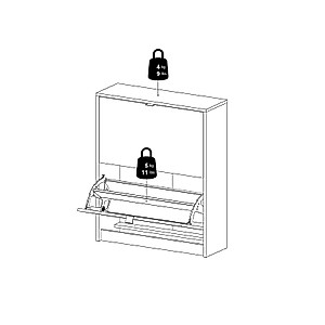 Pemberly Row Engineered Wood Bright 2 Drawer Shoe Cabinet in Black Lead