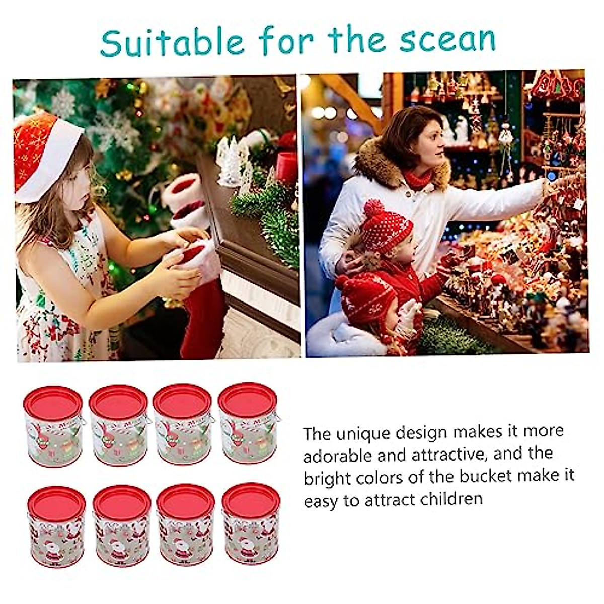 NOLITOY 16 Pcs Portable Cylinder Cookie Containers for Giving Christmas Biscuit Xmas Candy Canister Loose Tea Tin Candy Container Adorable Candy Canister Seal PVC Christmas Box