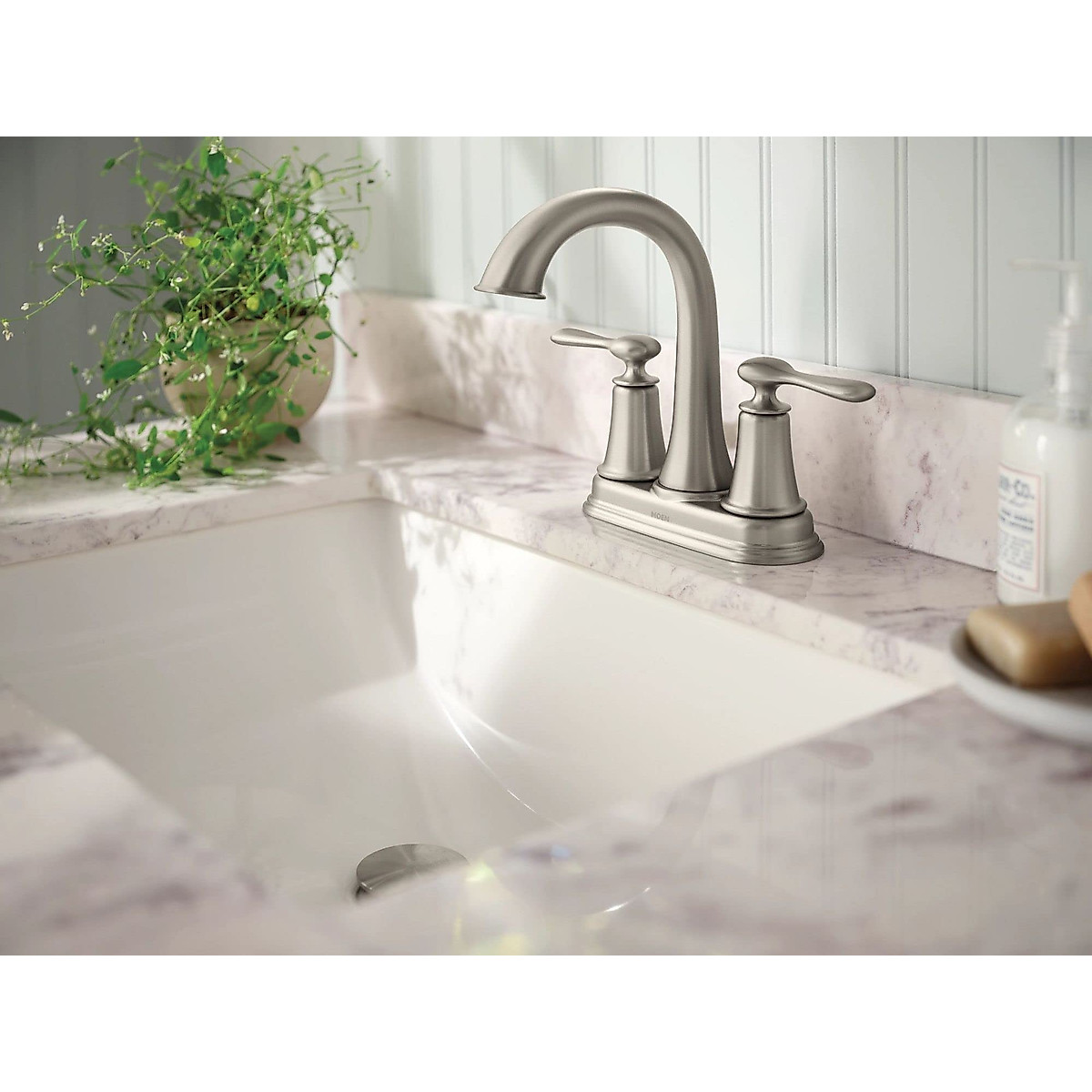 Moen 84092SRN Ellicott 4" Lavatory Faucet, Spot Resist Brushed Nickel