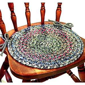 Rhody Rug Sophia SO45 Burgundy Red 15" x 15" Chair Pad Set-of-4 - Round Chair Cushion with Ties for Round Shaped Patios, Dining Room Seat - Seat Cushions, Ideal as Home Decor - Made in USA