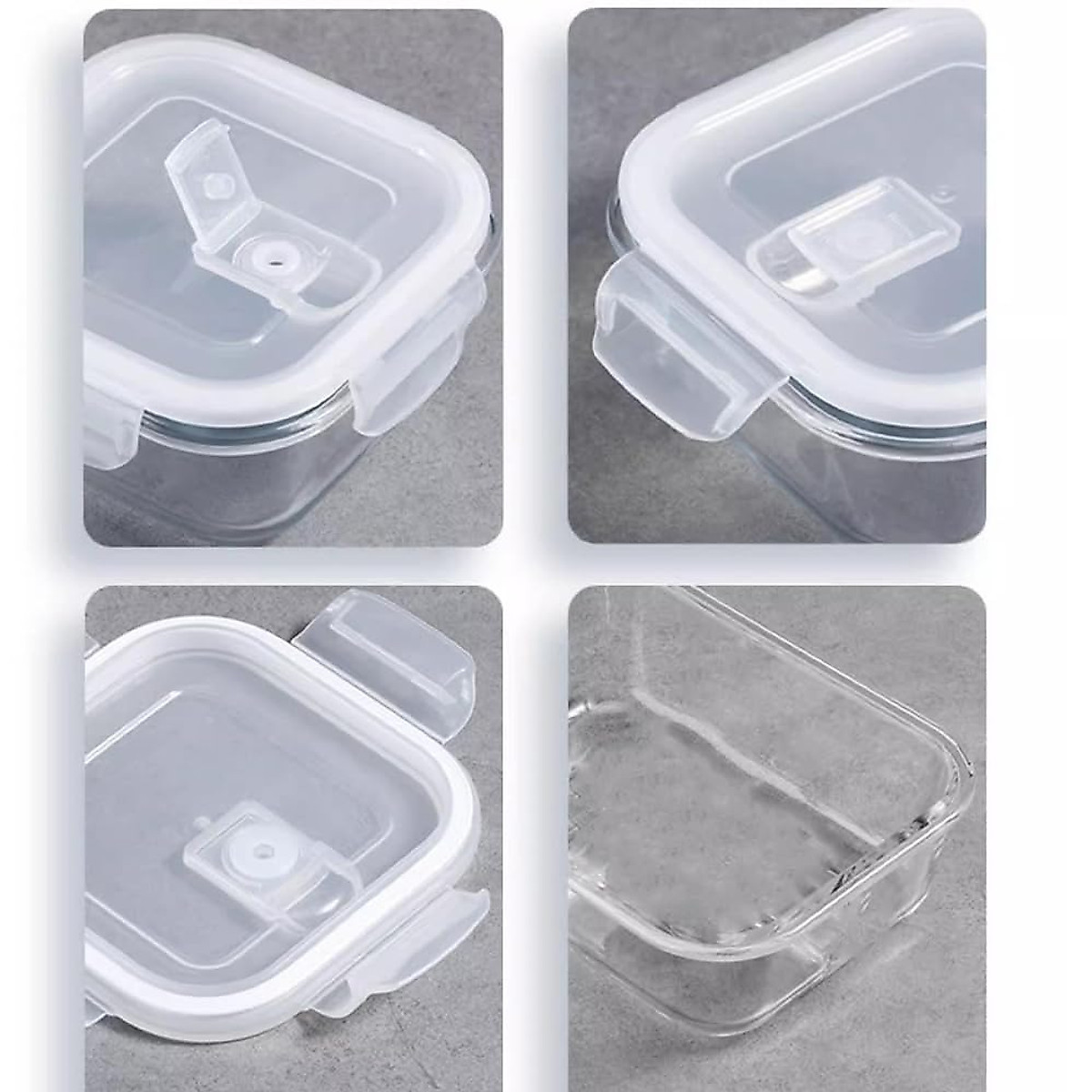 R.repad yay Square Glass Food Storage Containers, Small Square Glass Containers With Airtight Lids, 14oz Glass Meal Prep Containers, Glass Leak-proof Soup Container, Microwave Freezer Safe -(4PC)