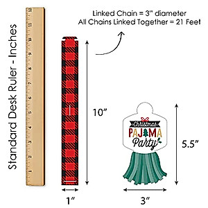 Big Dot of Happiness Christmas Pajamas - 90 Chain Links and 30 Paper Tassels Decoration Kit - Holiday Plaid PJ Party Paper Chains Garland - 21 feet