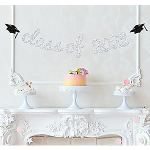 Class of 2023 Banner, 2023 Graduation Banner, Congrats Grad, 2023 Graduation Party Decoration Supply Silver Glitter
