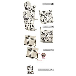 6 Pack Kitchen Line Set 2 Oven Mitts 2 Pot Holder 2 Washclothing Gift Set