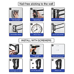 LeFroom Paper Towel Holder, 2-in-1 Punch-Free or Wall Mounted Paper Towel Roll Rack with 8 Hooks for Kitchen,Shower Bathroom,Laundry Room Rack ,Camper Rack , Counter Space Saver