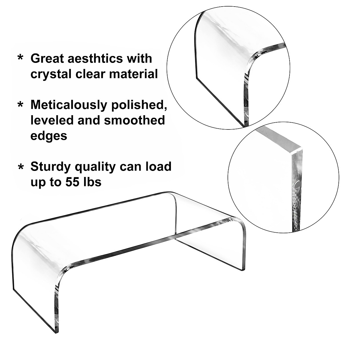 AMT Premium Acrylic Monitor Stand Clear Monitor Stand Clear Monitor Riser Laptop/PC/Multimedia Monitor Stand for Home Office