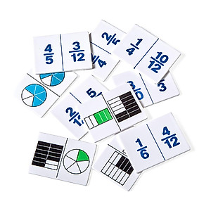 hand2mind Fraction Dominoes Set, Fraction Manipulatives for Elementary School, Dominoes Fraction Games, Middle School Math Games, Montessori Math Manipulatives, Classroom Dominoes Set (Set of 30)