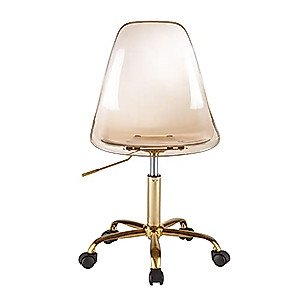 Urban Shop Acrylic Rolling Desk Chair, Tan 21.25D x 19.68W x 34H Inch