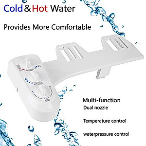 Premium G1/2 Thread Bidet Toilet Attachment with Hot and Cold Water, Easy Installation, Dual Nozzle Design for Optimal cleanness and Comfort