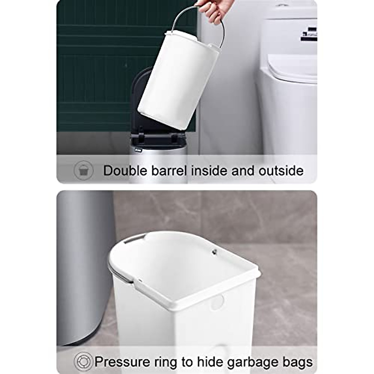 CANMNT Trash Can Intelligent Induction Trash Can Automatic Household Toilet Toilet with Lid Narrow Paper Basket Sandwich Trash Can Trash Can Wastebasket