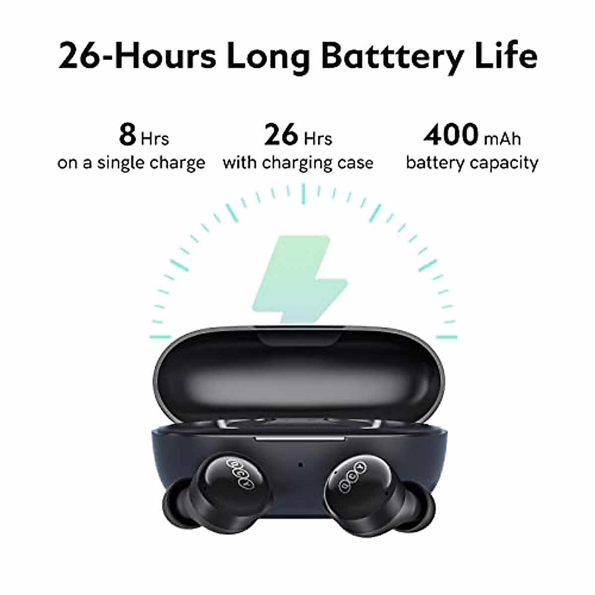 QCY T17 Ear Buds Wireless Bluetooth Earbuds with Charging Case Waterproof Stereo Headphones in Ear Built in Mic Headset Touch Control Premium Sound for iPhone Android, Black