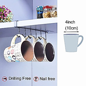 SHBaizoy 2pcs Utensil Racks Under Cabinet,Nail Free Adhesive Kitchen Utensils Hanging Hooks for Kitchen Utensils/Tools/Pot/Towel/Knife/Ties Belts/Scarf/Keys Storage/Cups(Black)