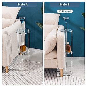 HMYHUM Acrylic Drink Table for Small Spaces, Martini Table for Living Room, Small Drink Side Table, 3 Tiers, Round, Modern, 8" L x 8" W x 26" H, Clear