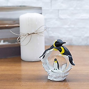 Yellow Neck Penguin Family Figurine 45MM Glitter Snow Globe Decoration