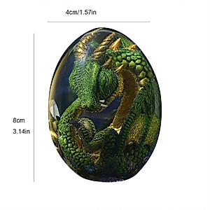 Qistubay Lava Dragon Egg, Dream Crystal Transparent Dragon Egg Sculpture, Resin Dragon Egg Desktop Ornaments for Garden Home Decor（Green,with Base）