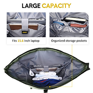 MIER Rolltop Travel Backpack for Men Women Water Resistant Carry on Casual Commuter Back Pack with Multiple Pockets for Work Business Trip, 23L, Green