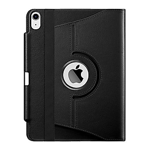 Fintie Rotating Case for iPad Air 11-inch M2 (2024), iPad Air 5th / 4th Generation (2022/2020) 10.9 Inch with Pencil Holder - 360 Degree Rotating Protective Stand Cover, Black