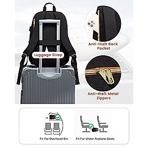 LOVEVOOK Laptop Backpack for Women & Men, 15.6 Inch Anti Theft Travel Backpack with USB Port, Stylish Casual Daypack for College, Large Capacity Teacher Nurse Work Backpack Purse, Black & Brown