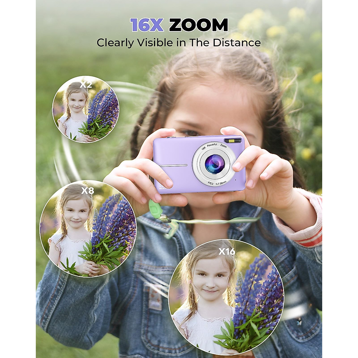 Digital Camera,Kids Camera with 32GB Card,Nsoela FHD 1080P 44MP Compact Vlogging Camera,Point and Shoot Camera 16X Digital Zoom, Portable Mini Kids Camera for Teens Students