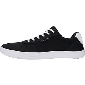 WHITIN Fashion Wide Toe Box Barefoot Shoes for Men Canvas Minimalist Minimus Zero Drop Sole Sneakers Size 10 10W Lightweight Training Black White 44