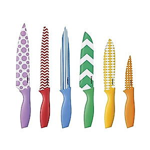 Cuisinart C55-12PR1 12-Piece Printed Color Knife Set with Blade Guards, Multicolored
