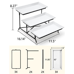 Yedio 40 oz Salad Bowls 3 Tier Serving Tray