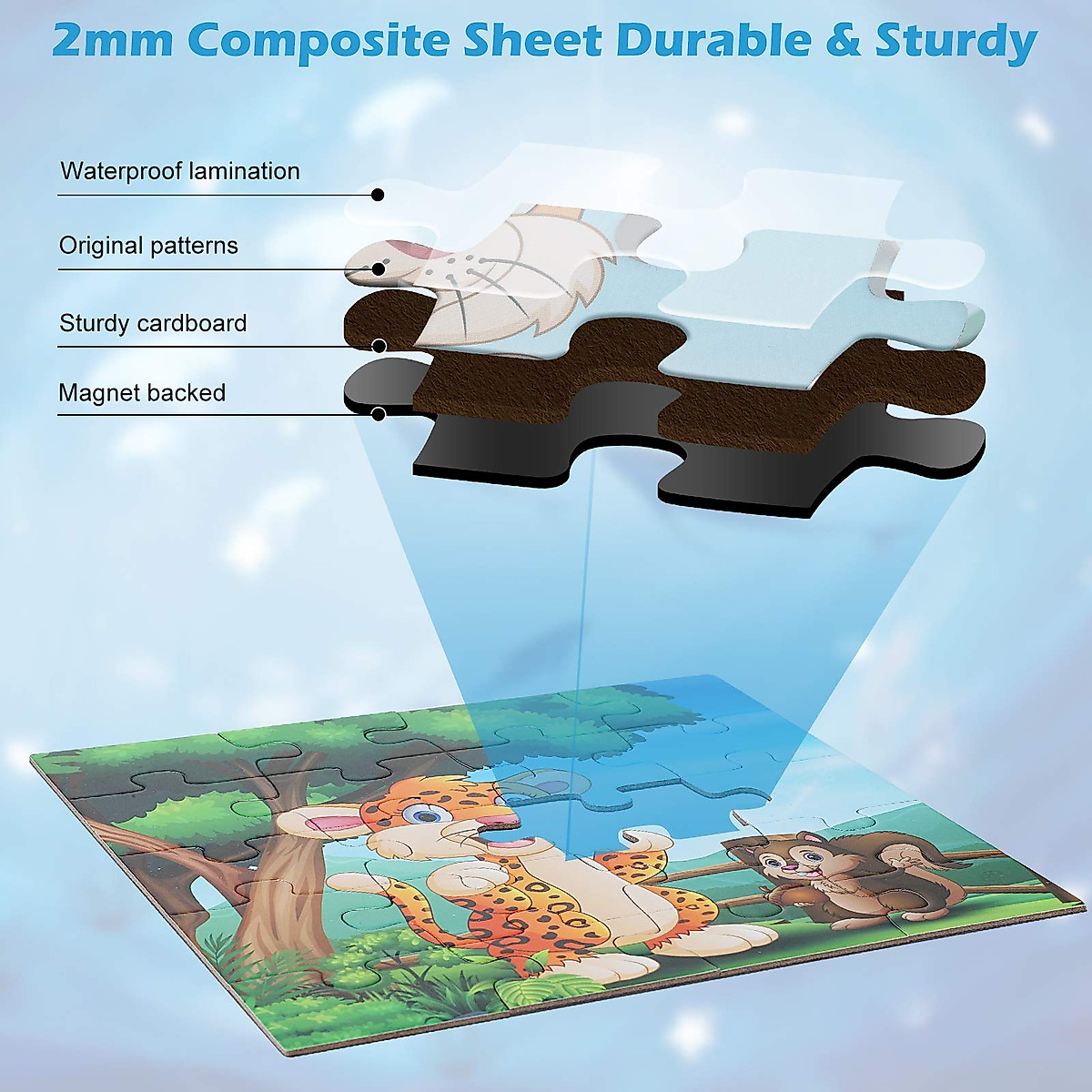 BST SHIER Magnetic Puzzles for Kids Ages 3 4 5 6, TWO-20 Piece Dinosaurs Wooden Jigsaw Puzzles Book for Toddlers, Travel Games and Travel Toys for 3 4 5 6 Year olds Boys and Girls