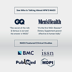 HPN NAD+ Booster (NAD3), Anti Aging Cell Booster, NRF2 Activator, Nicotinamide Riboside Alternative, NAD Supplement Natural Energy, Longevity, and Cellular Health, 312 Mg per Serving (1 Month Supply)