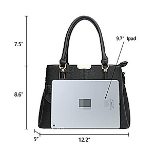 KKXIU 3 Zippered Compartments Purses and Handbags for Women Top Handle Satchel Shoulder Ladies Bags (A-Black)