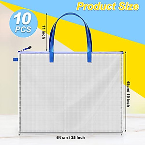 10 Pcs Art Portfolio Bag 19 x 25 Inch Folder Poster Storage Bag with Zipper and Handle for Artworks Transparent White Bag for Poster Bulletin Boards Painting Teaching Material Kids Art Portfolio, Blue