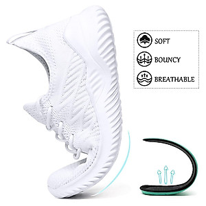 Akk White Sneakers for Women Walking Shoes Womens Comfy Tennis Memory Foam Gym Workout Athletic Nursing Running Work Shoes Size 9