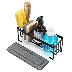 ZRWLHJ Sponge Holder for Kitchen Sink, Instant Dry Sink Caddy Kitchen Sink Organizer, Sink Sponge Holder Kitchen Sink Caddy with Diatomaceous Earth Water Absorbing Sink Caddy Tray
