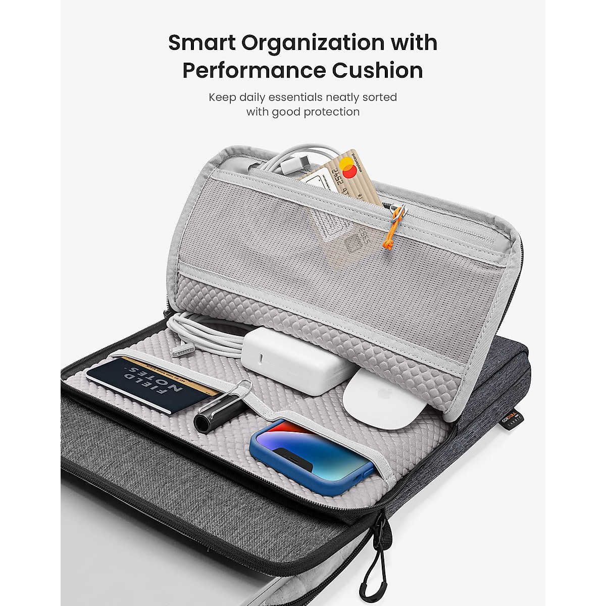 tomtoc 360 Protective Laptop Sleeve Designed for 16-inch New MacBook Pro M4/M3/M2/M1 Pro/Max 2024-2019, Water-Resistant Well-Organized Accessory Sleeve Case with Handle