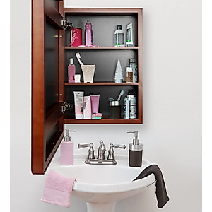 Medicine Cabinet Bathroom Mirror, 24''x16'' Farmhouse Wood Frame Bathroom Medicine Cabinet with Mirror, Vanity Mirrors Recess or Surface Mounted Installation (Brown)