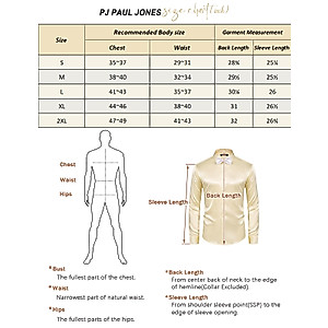 PJ PAUL JONES Men's Gold Silk Satin Dress Shirts Button Down Shiny Date Night Prom Wedding Shirt with Bow Tie M