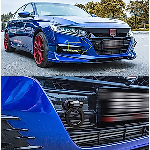 Xotic Tech JDM Track Racing Style Bumper Trailer Tow Hook Ring Decoration Sticker Universal Fit All Car Truck SUV, Black