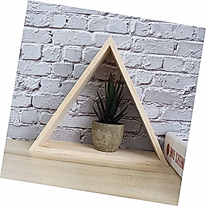 Cabilock 3pcs Room for Home Simple Pinewood Living Hollowed Shape Wall Daily Triangle Rack Bedroom Storage Hand-Made Dispaly Wooden Tool Shelf Use Decoration Hanging Display