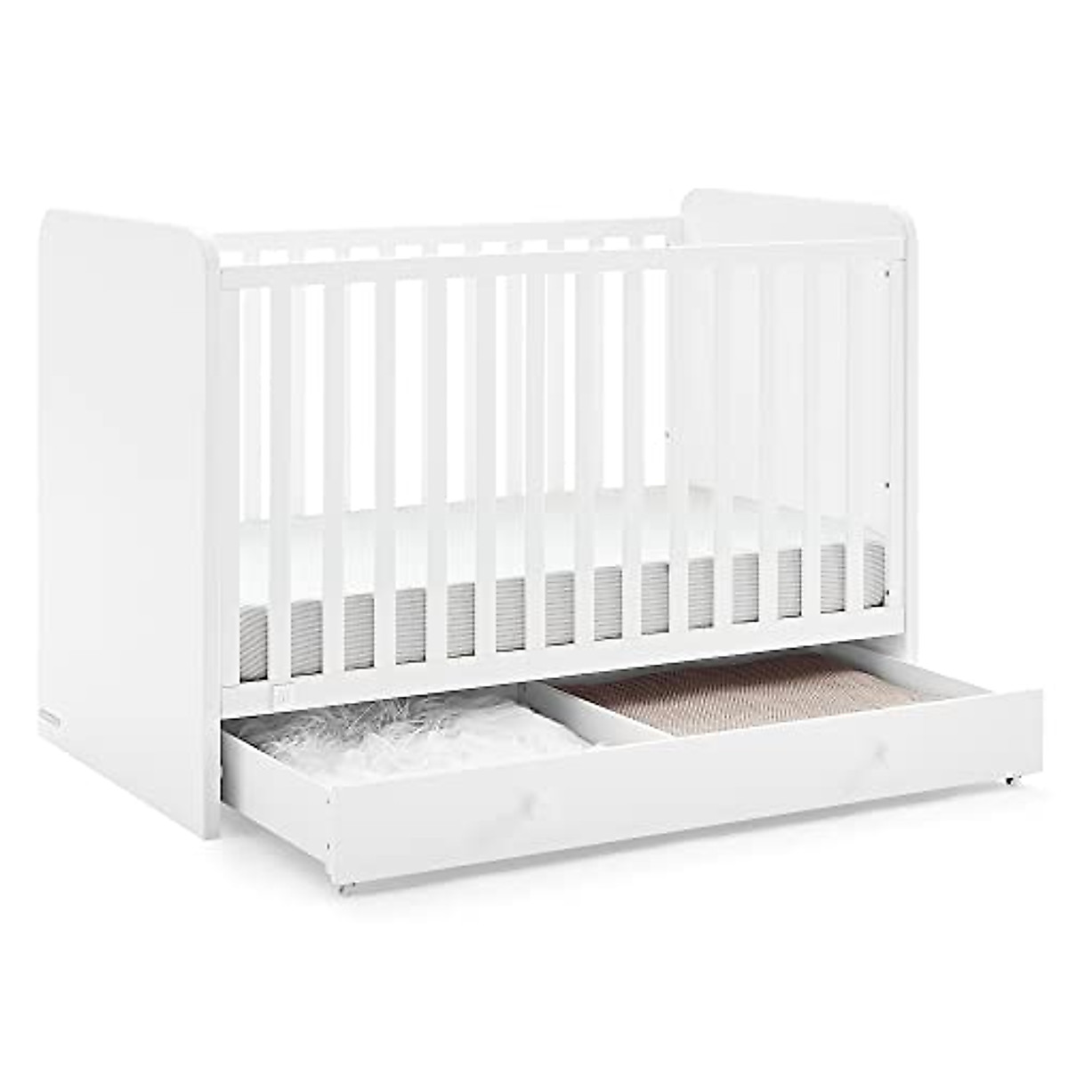 GAP babyGap Graham 4-in-1 Convertible Crib with Storage Drawer - Greenguard Gold Certified, Bianca White