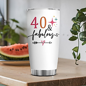 40Th Birthday 20 Oz Tumbler For Women, 40 And Fabulous Cup, 1985 Birthday Decorations - Forty Years Old Gifts For Lady, Mom, Aunt, Grandma, Wife, Sister - Funny 40-Year-Old Gift & Birthday Decoration