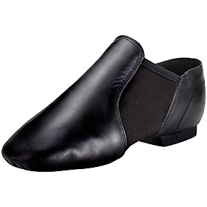 Linodes (Tent Leather Upper Jazz Shoe Slip-on for Women and Men's Dance Shoes Black 8M