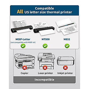 US Letter Thermal Paper - 8.5” x 11” Quick-Dry Letter Paper, Compatible with Phomemo M08F-Letter M832 M831 M833 M834 M835 Q301 Q302 & Brother-Letter Thermal Printer for Documents Contracts, 200 Sheets