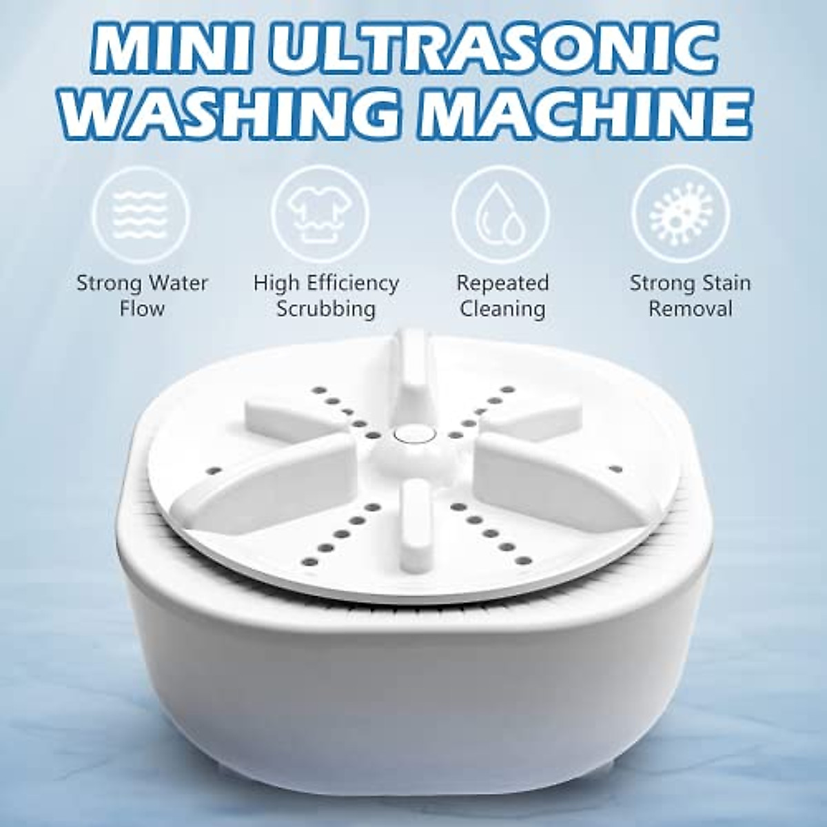 Mini Washing Machine, Upgraded Ultrasonic Portable Washer with Remote & Suction Cup, Small Washer Machine for College Rooms, Travel, Home and Apartment Laundry, 3 Mode Adjustable & Blue Light
