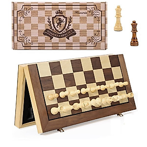 Jaeraph Chess Sets, Wooden Chess Board, Chess Sets for Adults, Magnetic Chess Set, Travel Chess Set, Folding Chess Board Set, Chess Sets for Adults and Kids, Wooden Ajedrez Board Game